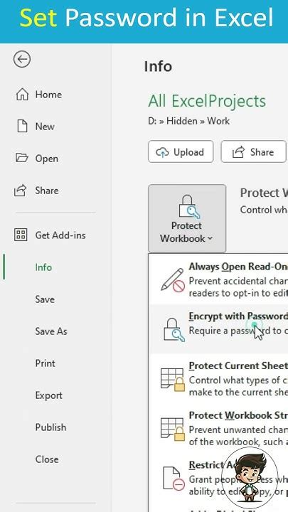 Set Password In Excelexcelexceltutorialshorts Youtube