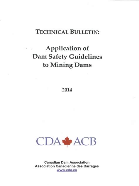 Mining Dams Application Of Dam Safety Guidelines To Mining Dams 2014 Pdf Dam Mining