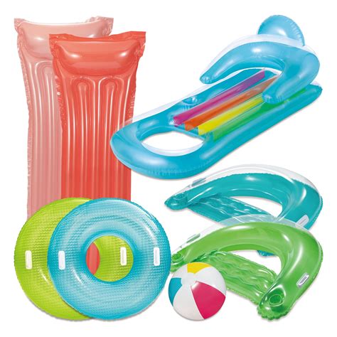 Summer Waves Big Lounge Floaty Set Multicolor Inflatable Pool Toys For