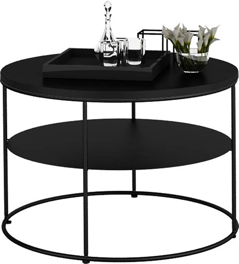 Круглий журнальний столик з полицею Loft Metal Black Cz Ua