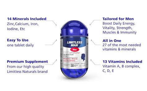 Limitless Man Max Mens Daily Multivitamins With 27 Essential
