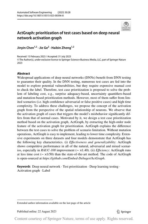 ActGraph Prioritization Of Test Cases Based On Deep Neural Network Activation Graph