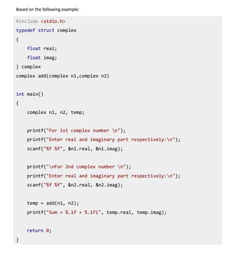 Solved Based On The Following Example Include Typedef