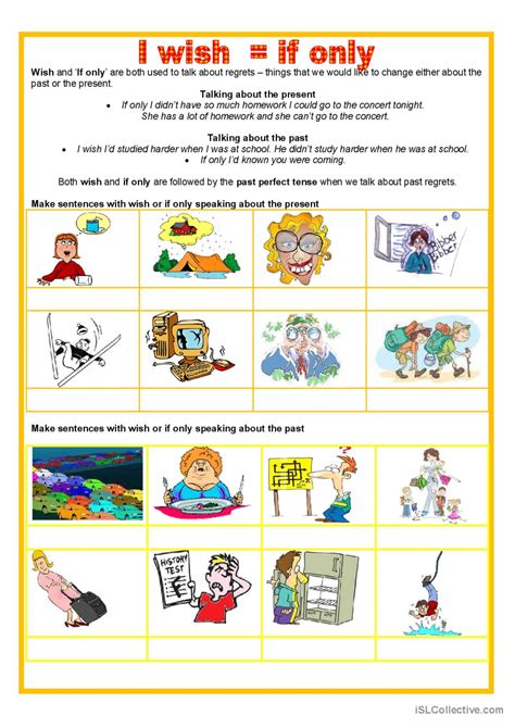 Conditional I Wish If Only Gener… English Esl Worksheets Pdf And Doc
