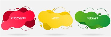 줄무늬가있는 그라디언트 현대 추상 액체 세트 모양 요소 벡터 배너 평면 디자인 기하학적 빨간색 노란색 녹색 템플릿 요소는 웹 및 인쇄 디자인에 사용할 수 있습니다 Eps