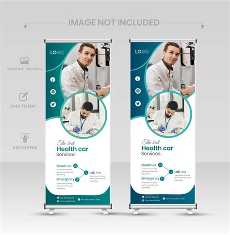 기업의 다채로운 롤업 스탠디 배너 디자인 템플릿 프리미엄 Ai 생성 벡터