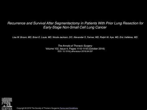 Recurrence And Survival After Segmentectomy In Patients With Prior Lung