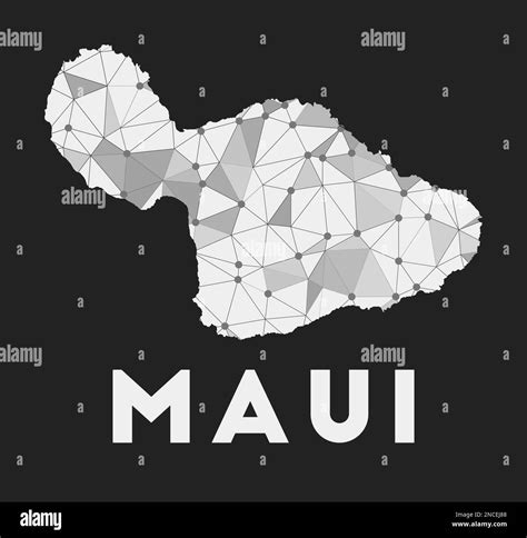 Maui Communication Network Map Of Island Maui Trendy Geometric Design On Dark Background