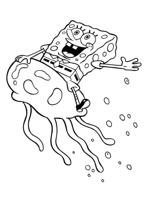 Bob Esponja En Medusas Para Colorear Imprimir E Dibujar Coloringonlycom