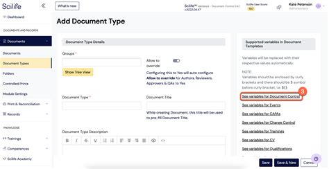 Where To Find Variables For Custom Fields In Document Control Scilife