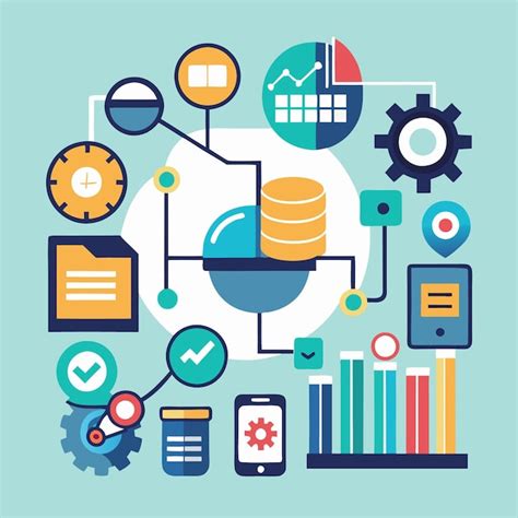 Data Analytics And Technology Workflow With Colorful Icons Premium Ai Generated Vector