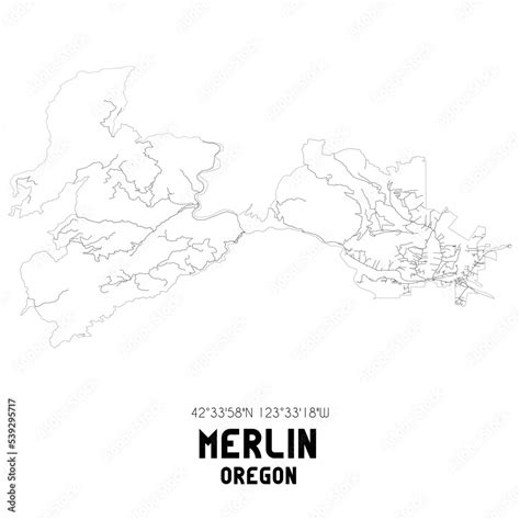 Merlin Oregon Us Street Map With Black And White Lines Stock