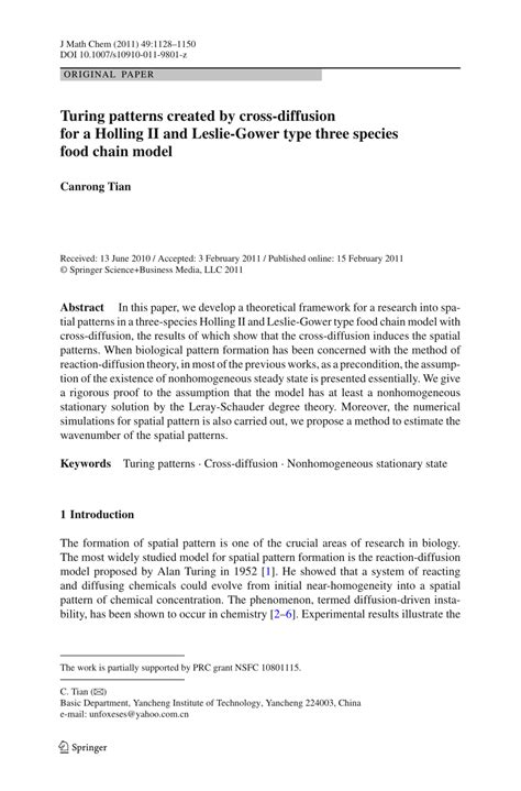 Pdf Turing Patterns Created By Cross Diffusion For A Holling Ii And Leslie Gower Type Three