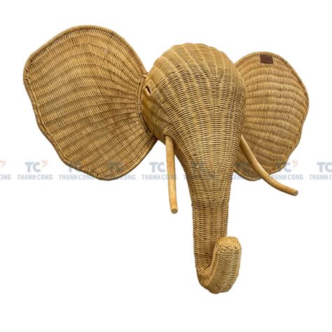 Rattan Wicker Elephant Head Wall Hanging Tchd 23204