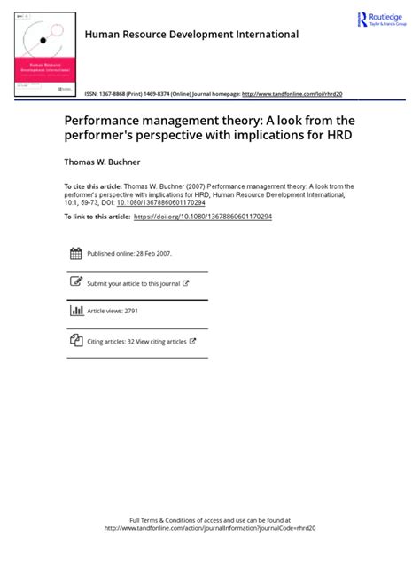 Performance Management Theory A Look From The Performer S Perspective With Implications For Hrd Performance Management Theory A Look From The Performer S Perspective With Implications For Hrd