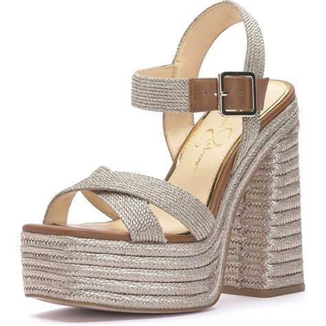 Jessica Simpson Womens Brycen Platform High Heel Sandal Wedgeplatino