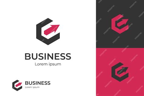 화살표 위로 물류 로고 디자인이 있는 빠른 배송 로고 큐브를 위한 초기 문자 C 벡터 아이콘 기호 디자인 요소가 있는 기하학적 육각형 화살표 로고 디자인 프리미엄 벡터