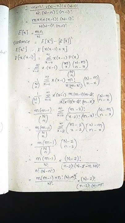Hypergeometric Distribution Mean Variancestats Statsvedios Youtube