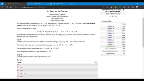 C Remove The Bracket Codeforces Typedb Forces 2023 Youtube