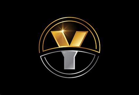 원 프레임이 있는 초기 문자 Y 기업 비즈니스 정체성에 대한 황금색과 실버 컬러 알파벳 기호 0명에 대한 스톡 벡터 아트 및 기타 이미지 Istock