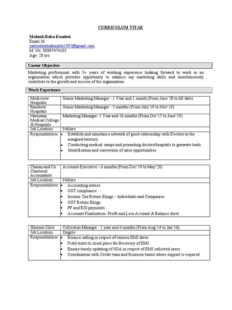 Cv Mahesh Babu Kondeti Pdf