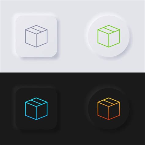 상자 아이콘 웹 디자인 응용 프로그램 Ui 등을 위한 다중 색상 뉴모피즘 버튼 소프트 Ui 디자인 설정 아이콘 버튼 벡터