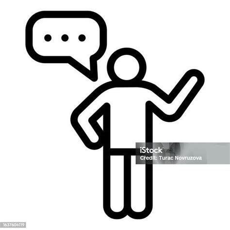 환영 대화 상자 줄 아이콘입니다 인사말 팝업과 남자 말풍선 기호가 있는 사람 흰색 배경에 윤곽선 스타일 픽토그램 모바일 웹 디자인을 위한 팀워크 벡터 그래픽 0명에 대한