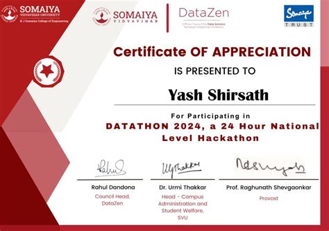 Yash Shirsath On Linkedin 🌟 Proud Participant At The Kj Somaiya College Datathon 2024 🌟 I Am