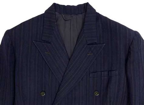 Original 1940s Cc41 Blue Pinstripe Double Breasted Mens Suit 42