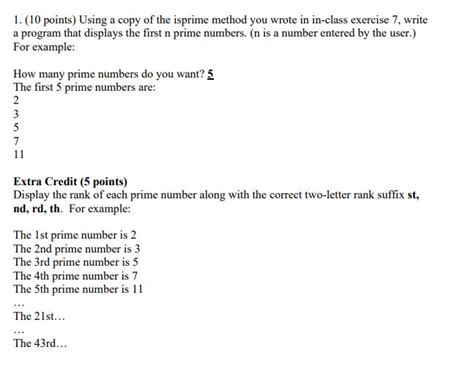 solved 1 10 points using a copy of the isprime method you
