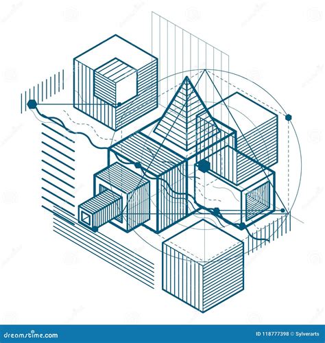 Abstract 3d Shapes Composition Vector Isometric Background Com Stock Vector Illustration Of