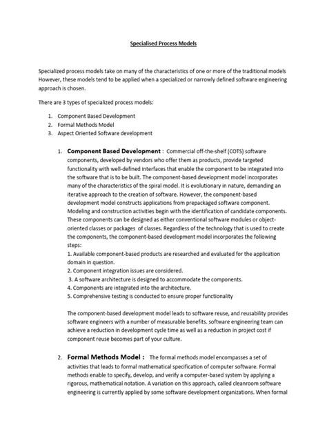 Specialised Process Models Pdf Component Based Software Engineering