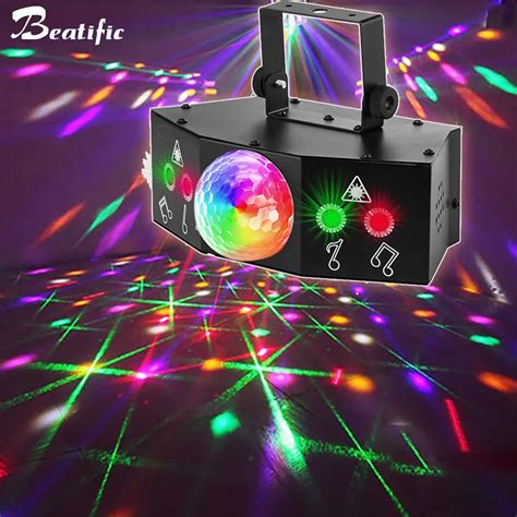 Led 디스코 조명 회전 매직 볼 4 레이저 렌 사운드 파티 조명 가라오케 나이트 클럽 웨딩 전문 Dmx Dj 무대 프로젝터