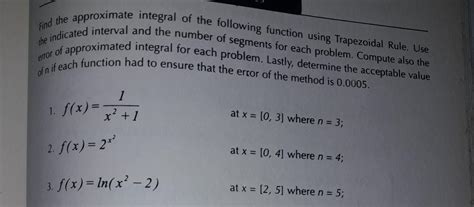 Solved The Indicated Interval And The Number Of Segments For Chegg Com