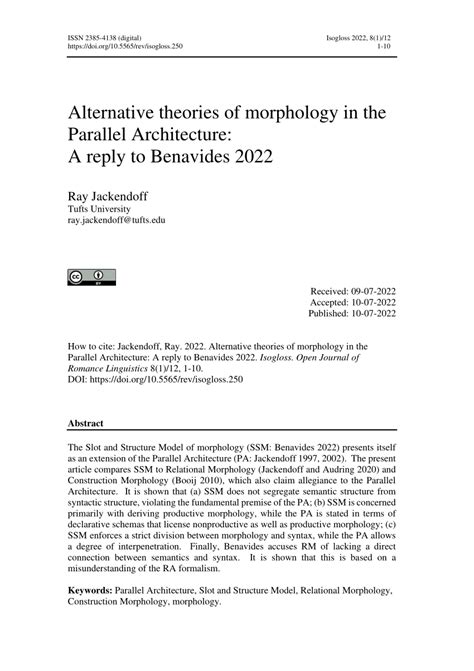 pdf alternative theories of morphology in the parallel architecture