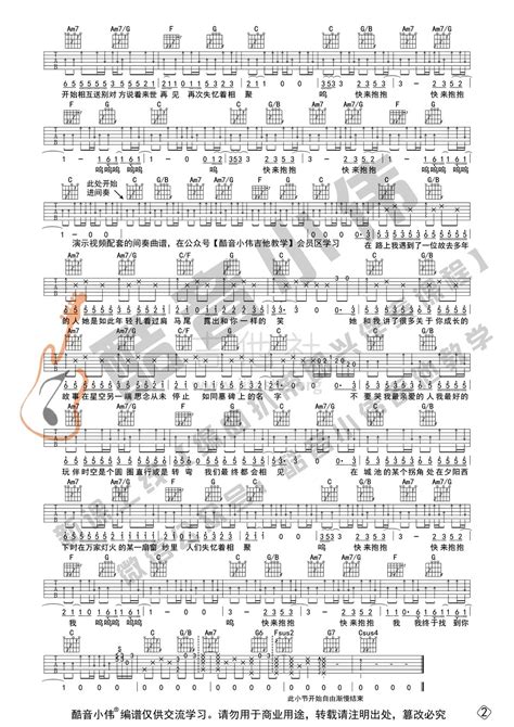 我记得（吉他谱c调中级版原版 带演示及教学酷音小伟吉他教学）吉他谱图片谱我记得吉他谱赵雷赵雷雷子