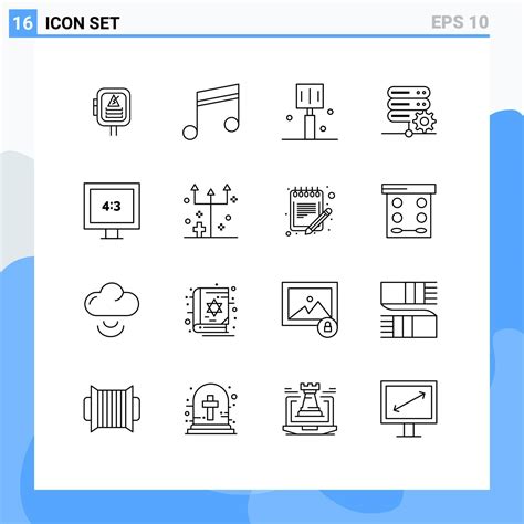 Set Of 16 Vector Outlines On Grid For Display Setting Drink Server Database Editable Vector