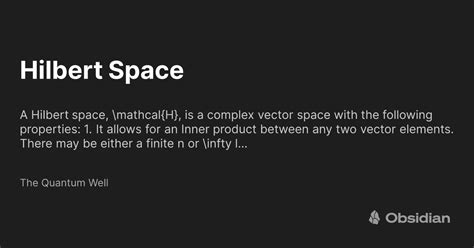 Hilbert Space The Quantum Well Obsidian Publish