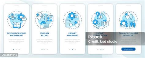Prompt Engineering Techniques Blue Onboarding Mobile App Screen Stock Illustration Download