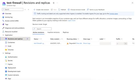 Issue With Container App Container Not Runs Always Show Error