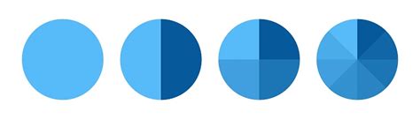1 2 4 8 부분으로 나뉘어진 다이어그램 휠 피자 또는 도넛 세그먼트로 나뉘는 파이 차트 인포 그래픽 원 벡터 플랫 아이콘 0명에 대한 스톡 벡터 아트 및 기타 이미지