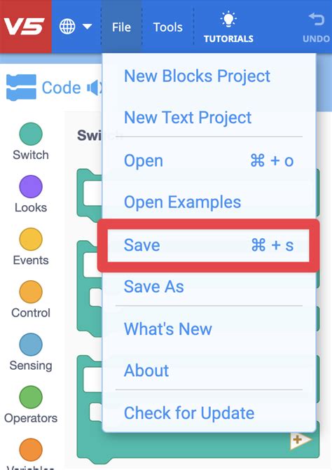 Opening And Saving VEXcode V5 Projects On A Chrome Browser VEX Library