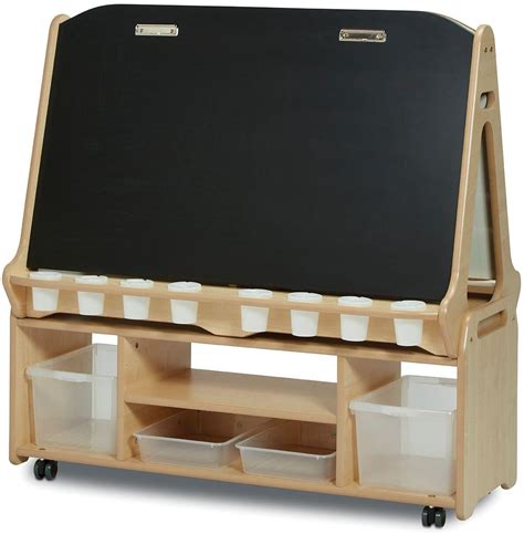 Millhouse Station Chalkwhiteboard Easel With Storage Trolley Just For Nurseries