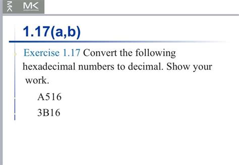 solved exercise 1 17 convert the following hexadecimal