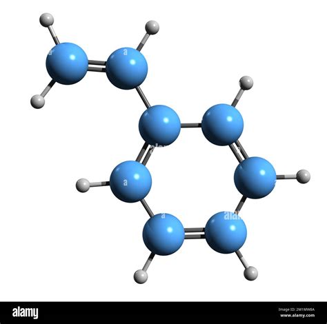 3d Image Of Styrene Skeletal Formula Molecular Chemical Structure Of Cinnamene Isolated On