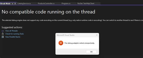 client exceptions crushes the debugger when using docker · issue 49885 · dotnet aspnetcore