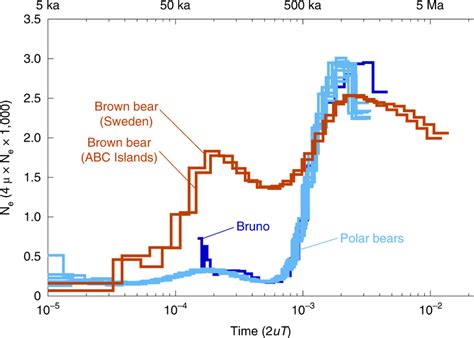 Psmc Plot Of Effective Population Size Over Time For Bears This Plot Download Scientific