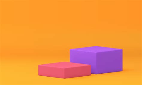 3d Podium Two Squared Cube Platform Bright Empty Showroom Display For