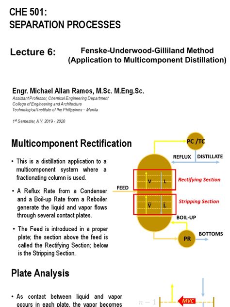 Fug Method For Multicomponent Distillation Design Pdf Distillation