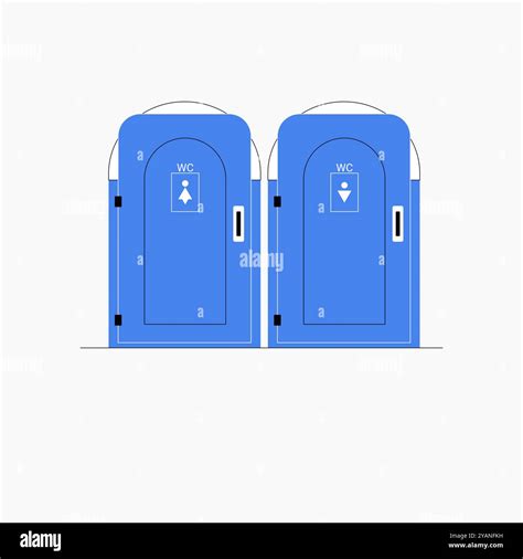 Two Portable Restrooms In Flat Vector Illustration Symbolizing Public Hygiene And Sanitation